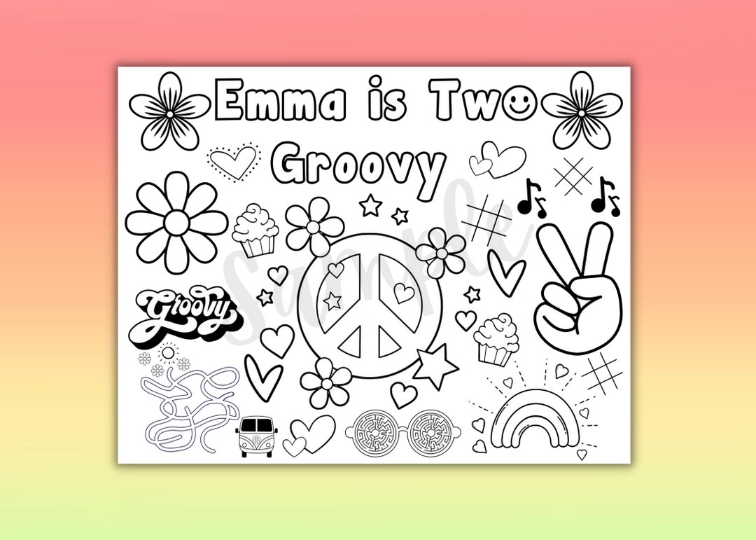 Customizable Two Groovy Printable Coloring Page - Etsy