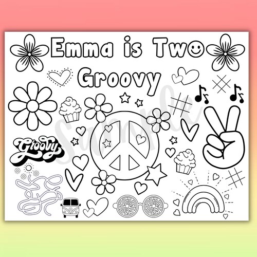 Customizable Two Groovy Printable Coloring Page - Etsy