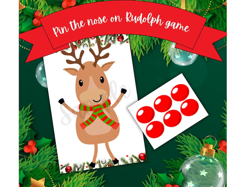Pin the Nose on Rudolph Christmas Party Game - Etsy