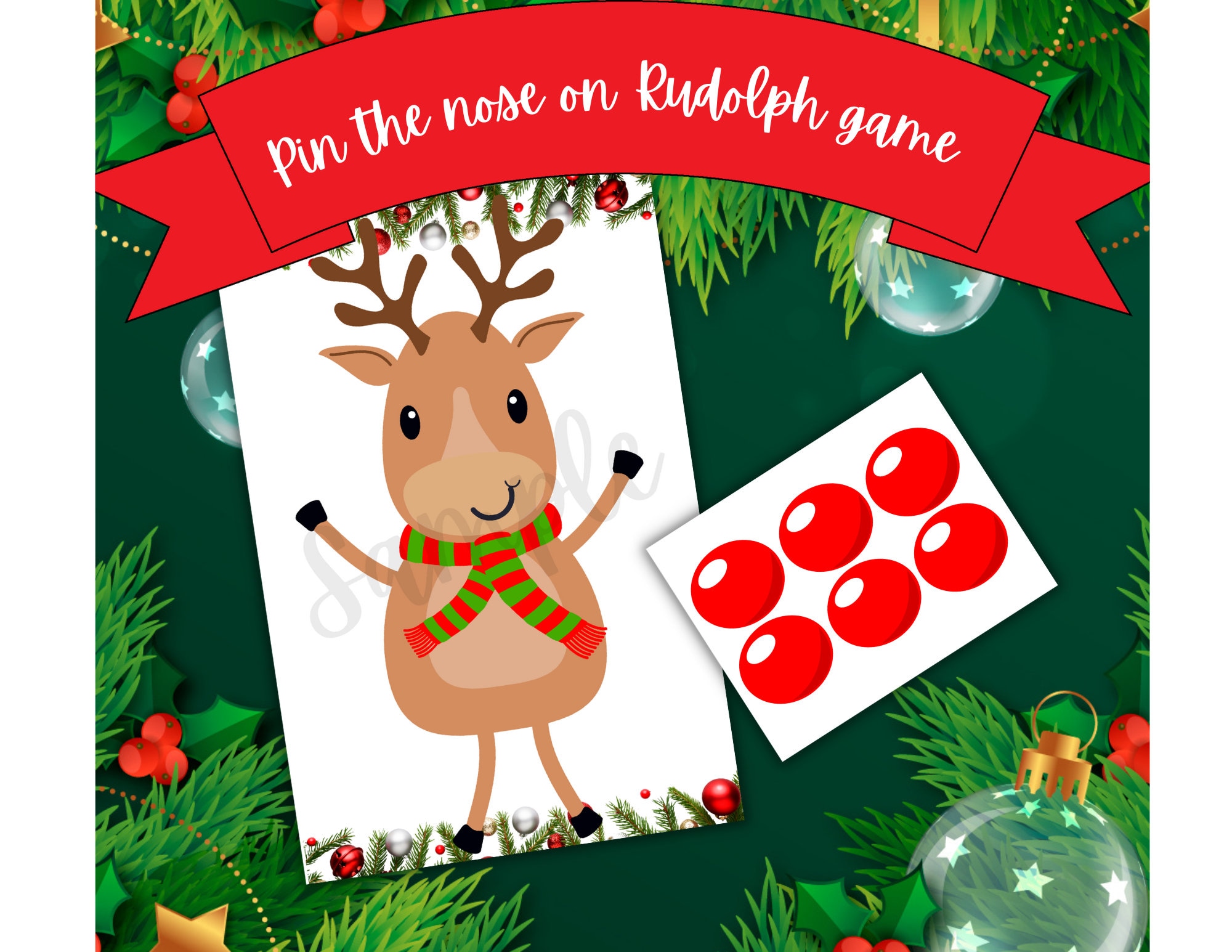 Pin the Nose on Rudolph Christmas Party Game - Etsy
