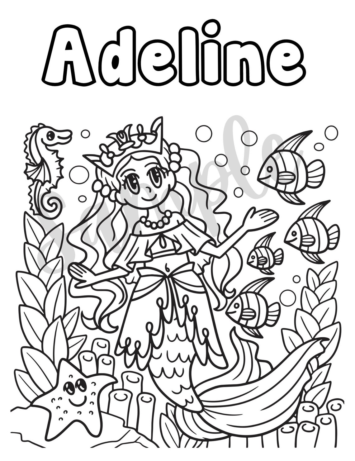 Set of 15 Customizable Mermaid Coloring Pages Mermaid - Etsy