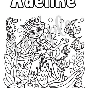 Set of 15 Customizable Mermaid Coloring Pages, Mermaid Birthday Party ...