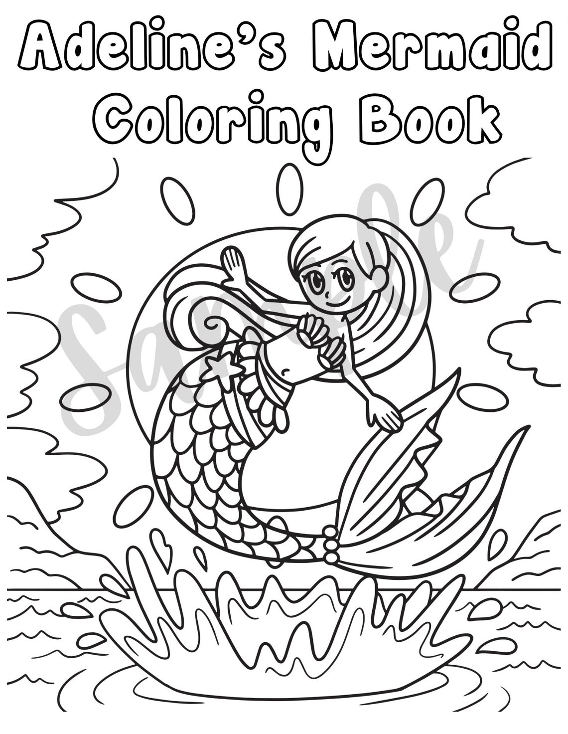 Set of 15 Customizable Mermaid Coloring Pages Mermaid - Etsy