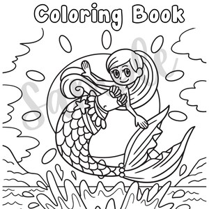Set of 15 Customizable Mermaid Coloring Pages, Mermaid Birthday Party ...