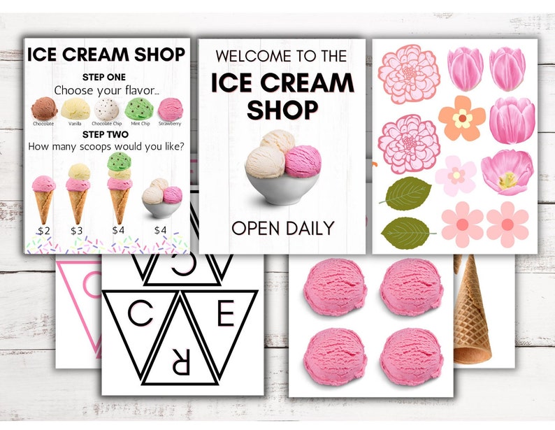 Ice Cream Shop Pretend Play Printable Dramatic Play Ice Cream Etsy