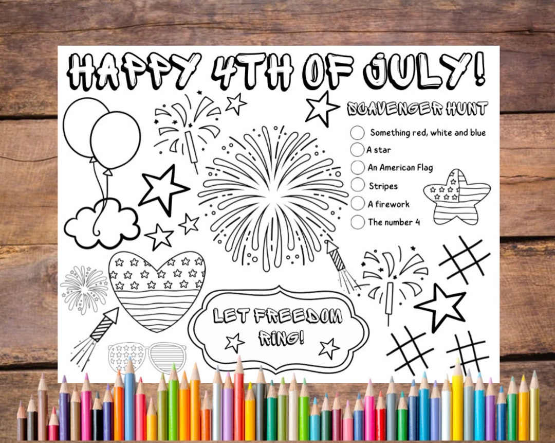 Independence Day Coloring Page, Activity Page, Placemat, 4th of July ...