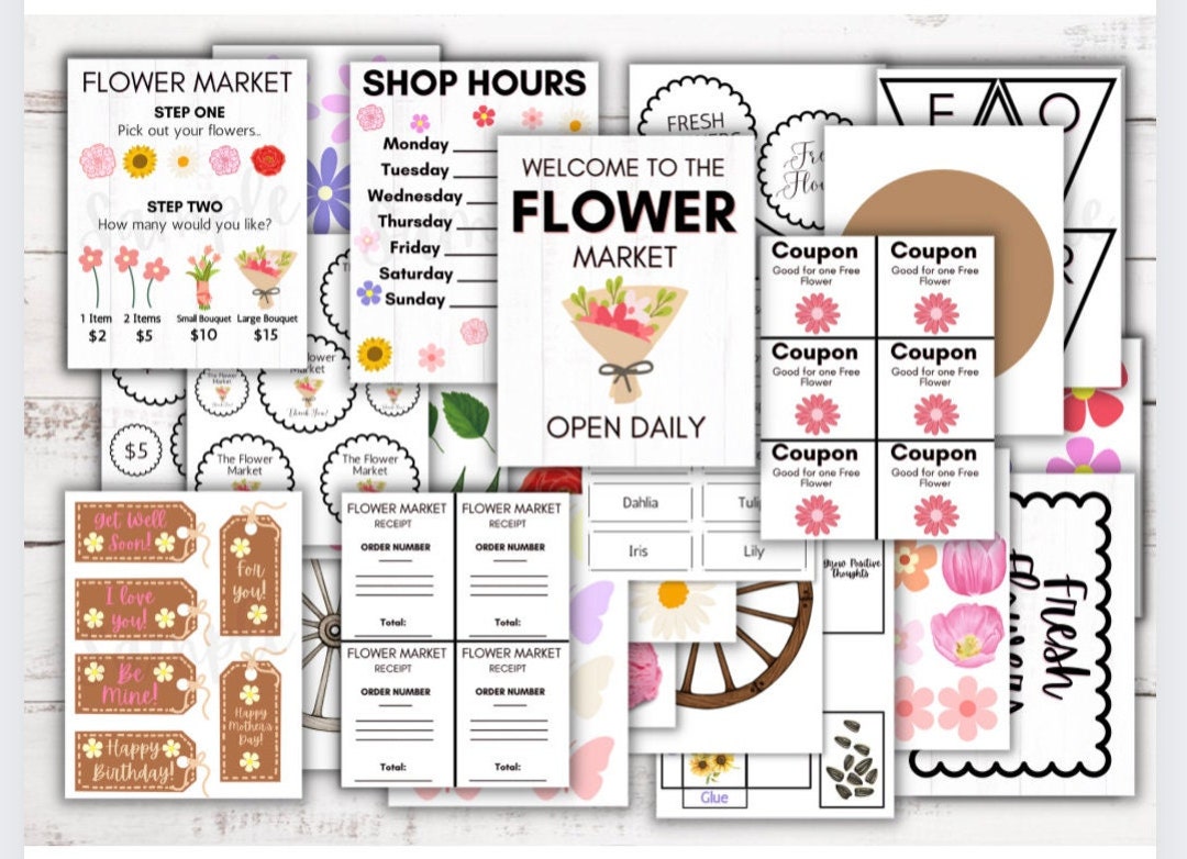 Flower Market Pretend Play Printable, Dramatic Play Flower Market ...