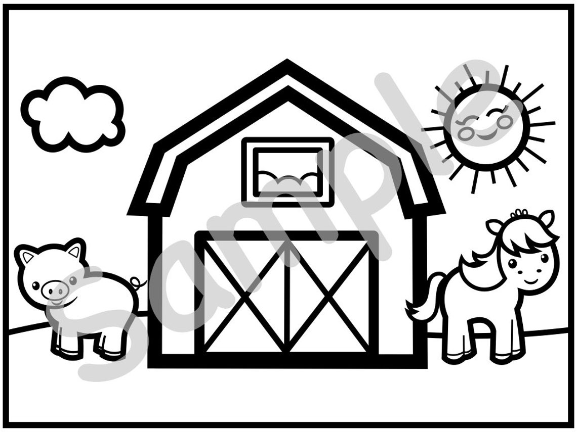 Set of 3 Farm Theme Birthday Coloring Pages - Etsy