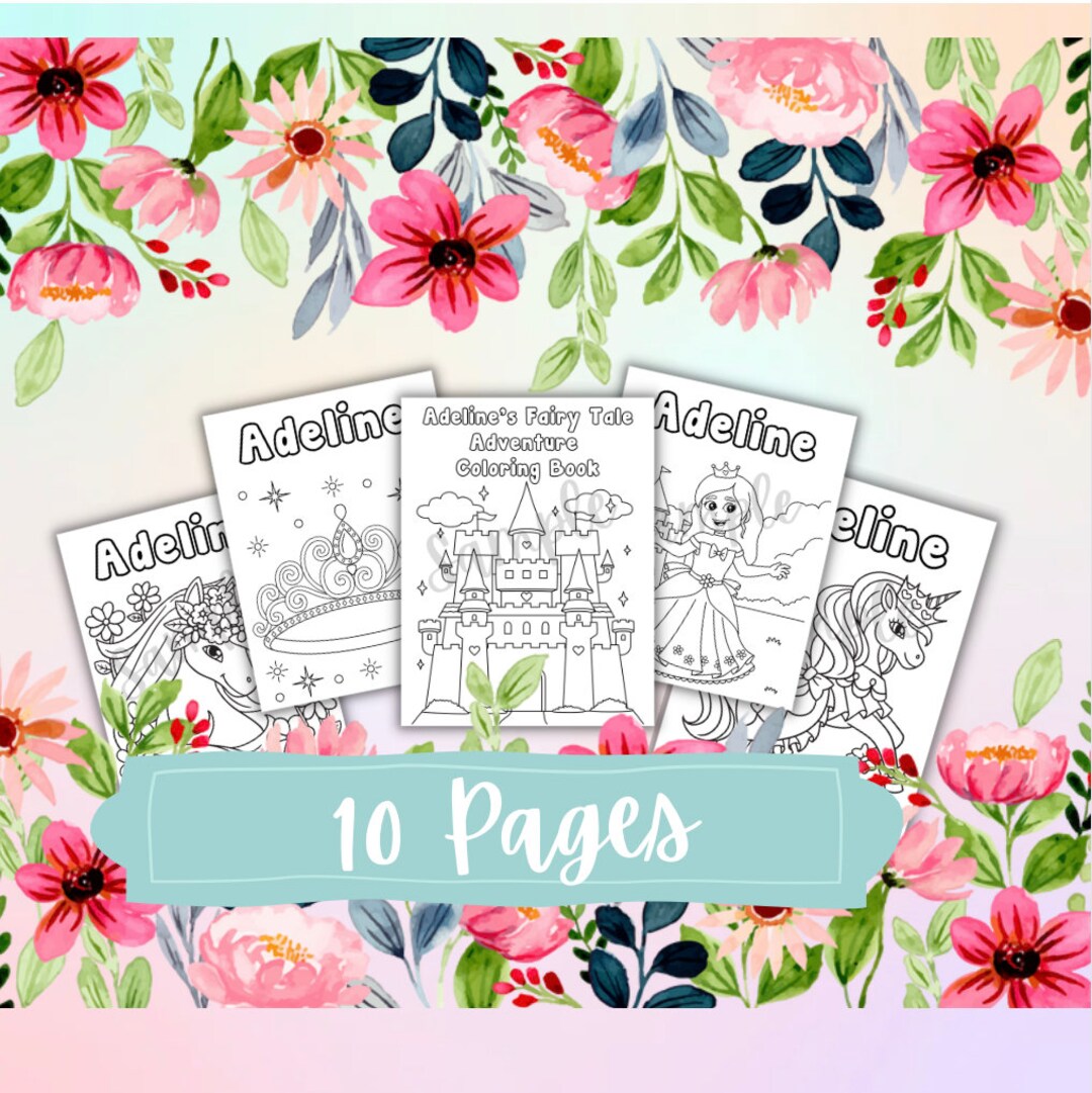 Set of 10 Customizable Fairy Tale Princess Theme Coloring Pages ...