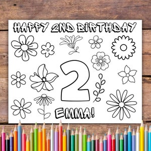 Customizable Garden Party Birthday, Printable Coloring Page, Flower ...