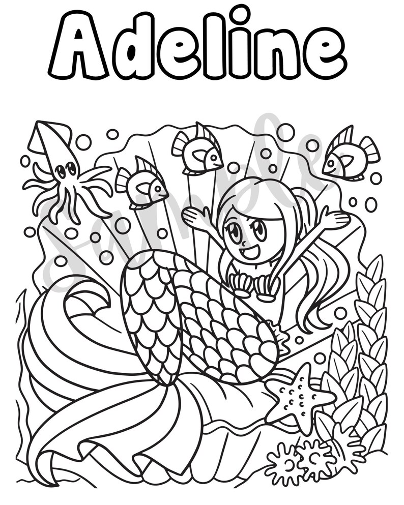 Set of 15 Customizable Mermaid Coloring Pages Mermaid - Etsy