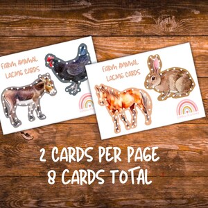 Farm Animal Lacing Cards: Learn to Sew, Homeschool (instant Download ...