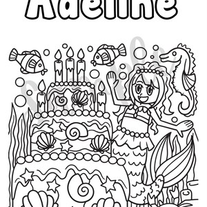 Set of 15 Customizable Mermaid Coloring Pages, Mermaid Birthday Party ...