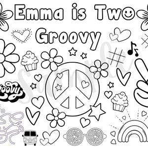Customizable Two Groovy Printable Coloring Page - Etsy