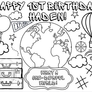 Customizable What a Wonderful World Birthday Printable Coloring Page ...