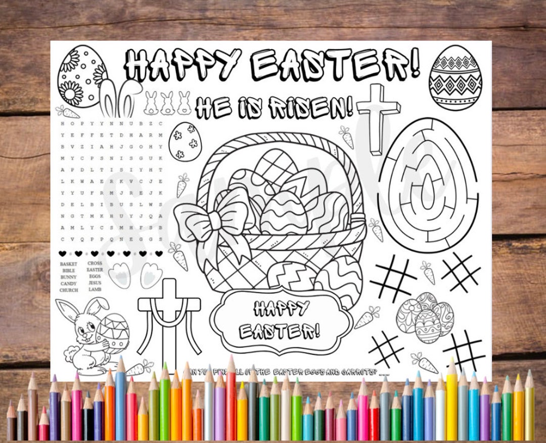Instant Download Easter Printable Coloring Page He is Risen Activity ...