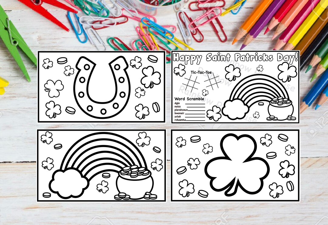4 Happy Saint Patricks Day Coloring Pages Instant Digital Downloads - Etsy