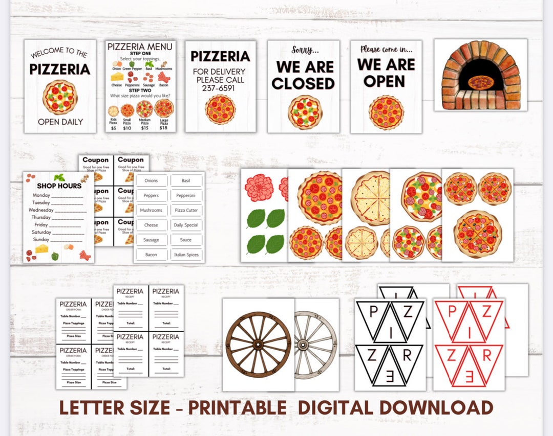 Pizzeria Pretend Play, Dramatic Play Pizzeria Printables, Pizzeria 26 ...