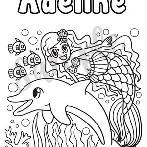 Set of 15 Customizable Mermaid Coloring Pages, Mermaid Birthday Party ...