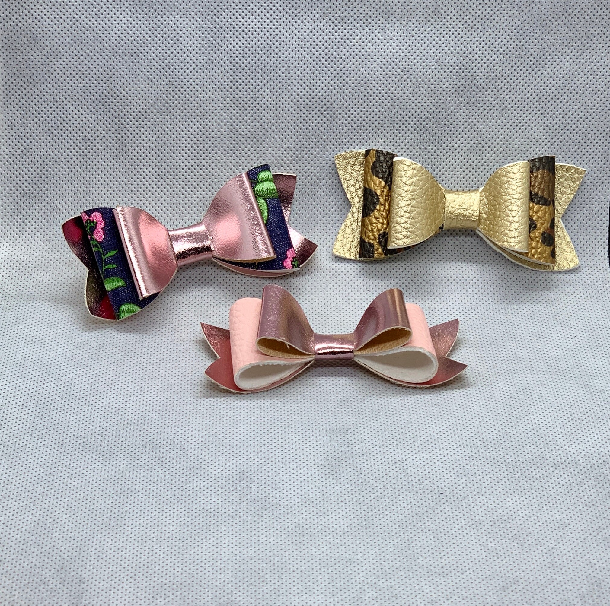 Faux Leather Hair Bows - Etsy