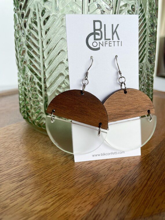 Wood and acrylic earrings store