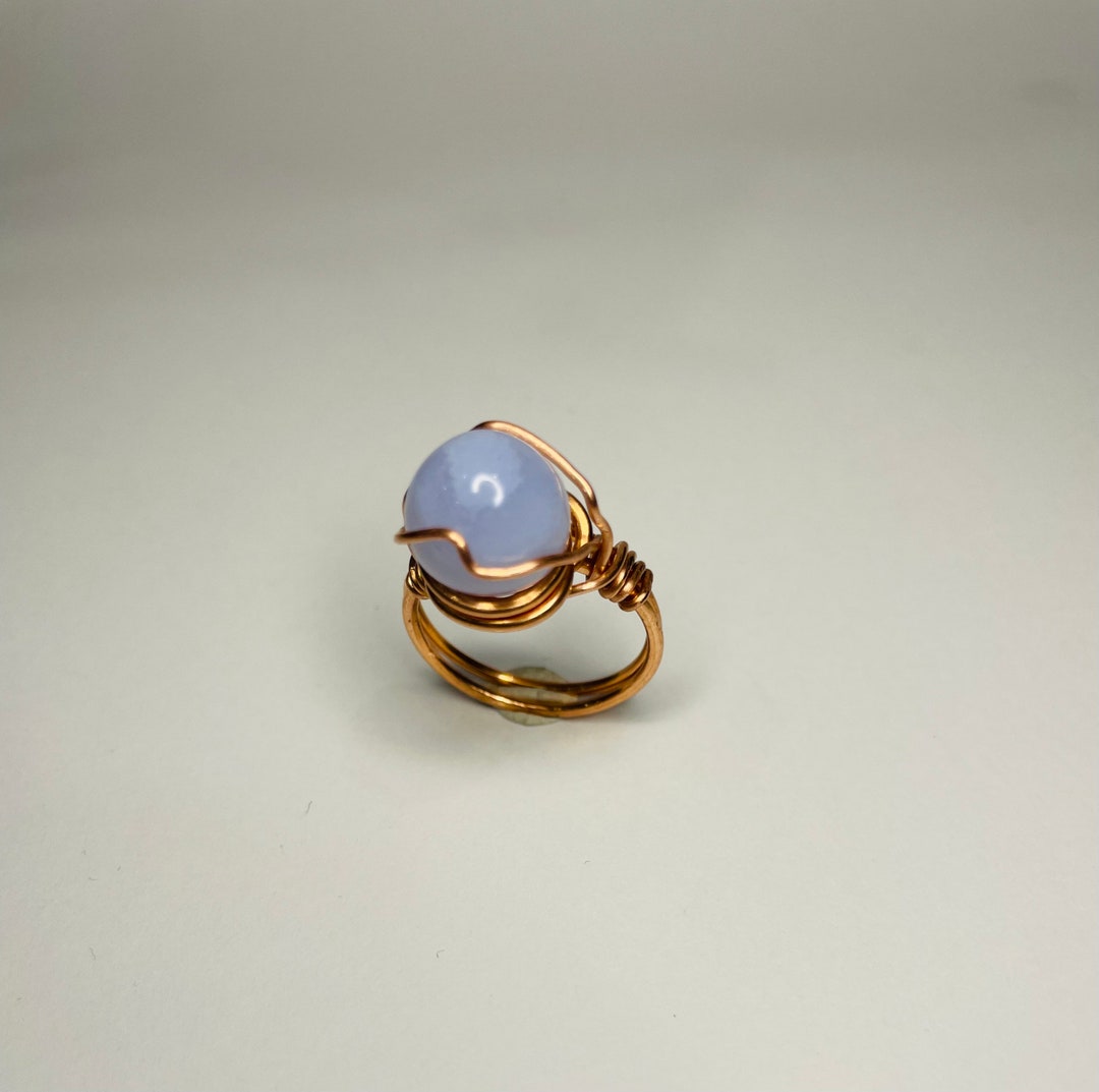 Blue Lace Agate, Copper Ring, Crystal Ring - Etsy