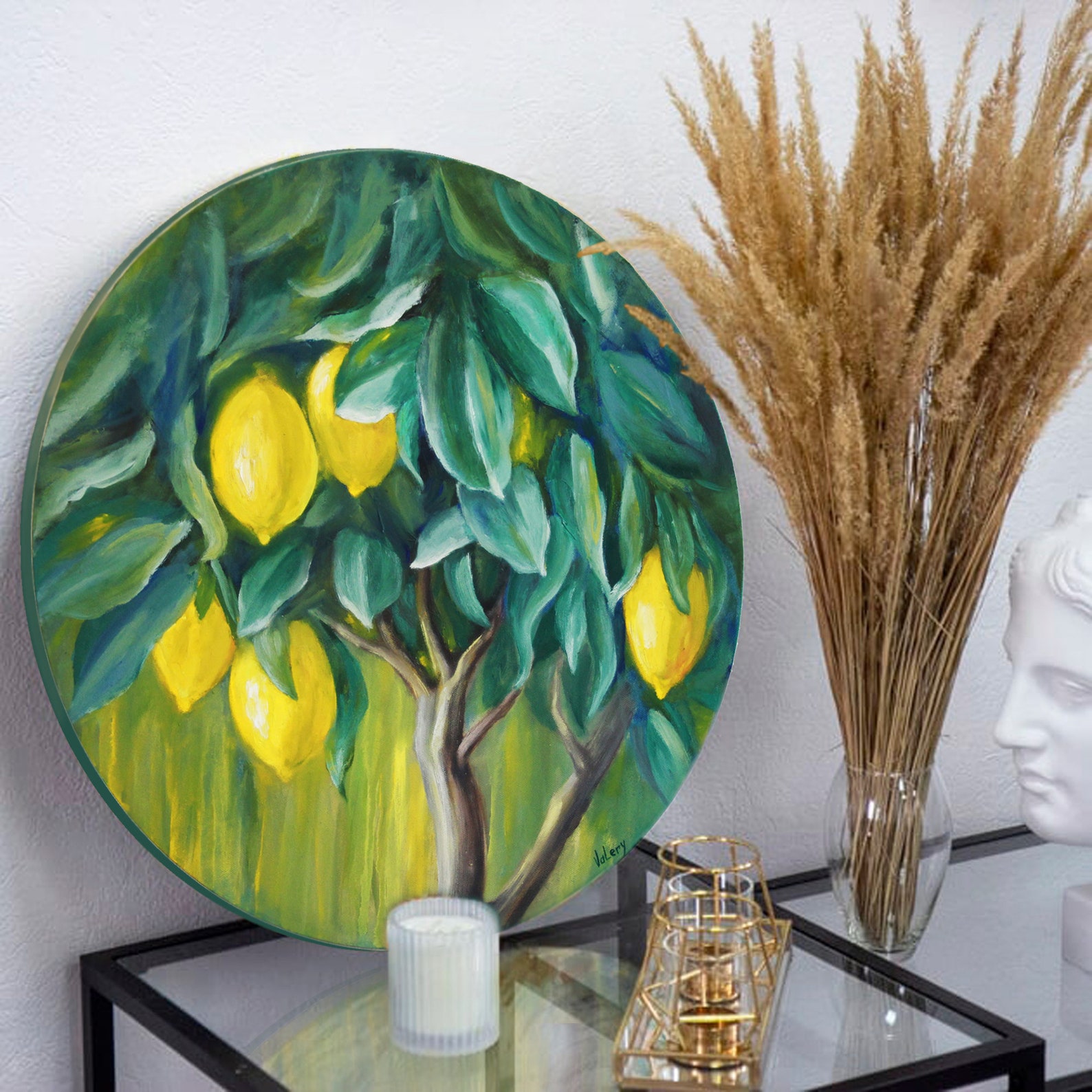 Lemon Painting Original Art Lemon Tree Painting Fruit Painting | Etsy