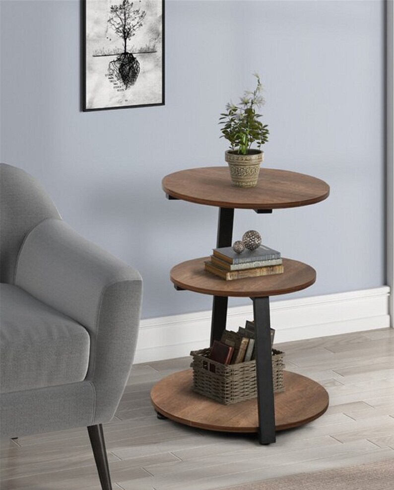 3 Tier End Table, Round Storage End Table, End Table, Side Table, Sofa ...