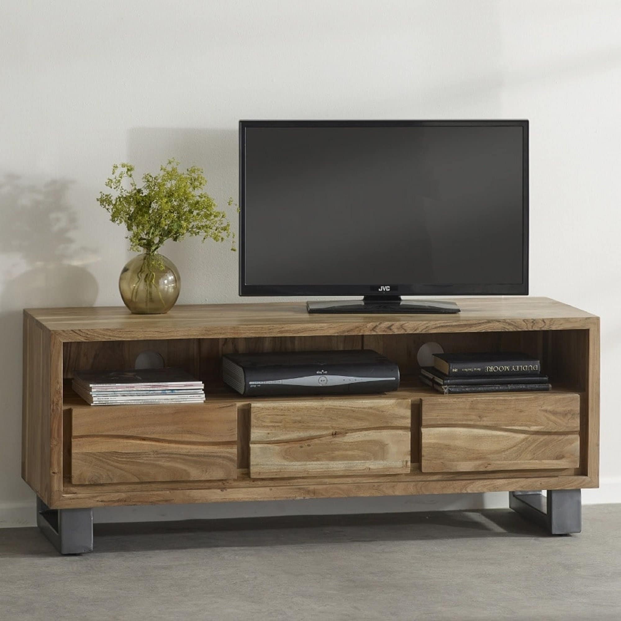 Solid Wood Tv Stand, Solid Wooden and Metal Tv Stand , Farmhouse Media ...