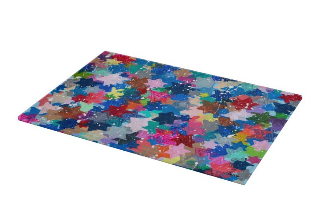 Rainbow Jewish Stars Glass Tray/drip Board/challah Board/serving ...