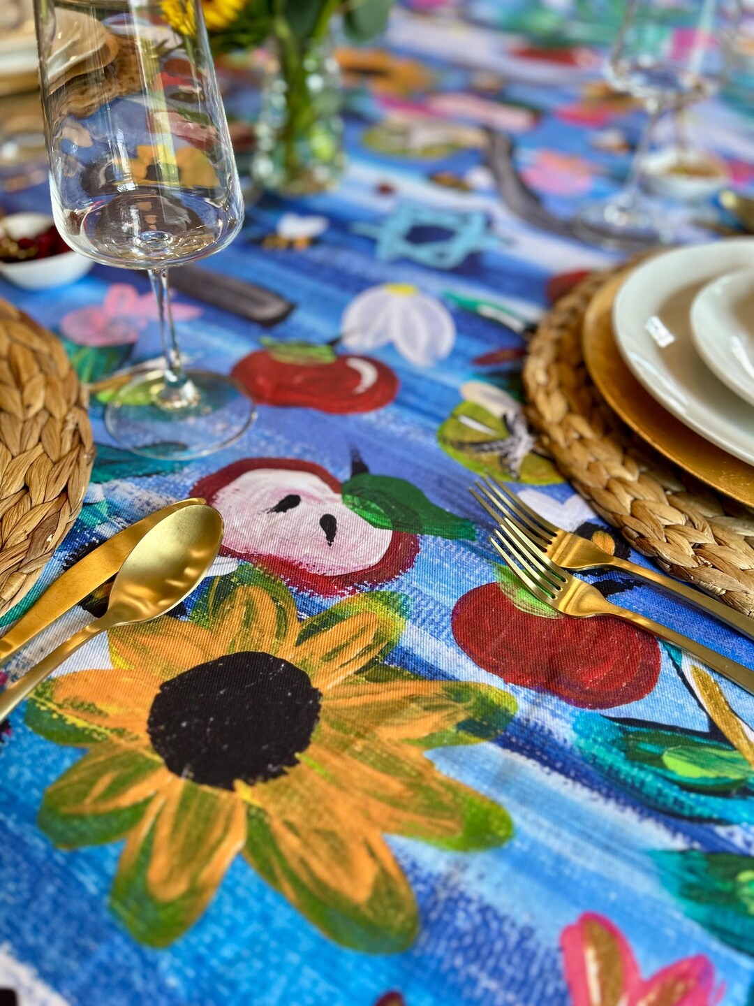 Rosh Hashanah Garden Party Tablecloth: {100% Cotton Fabric,jewish Home ...