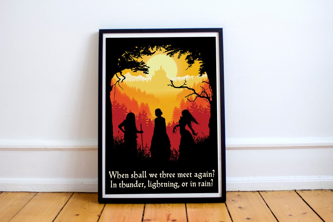 Shakespeare Art, Macbeth Poster, Witch Art, Home Decor, Poetry Poster ...