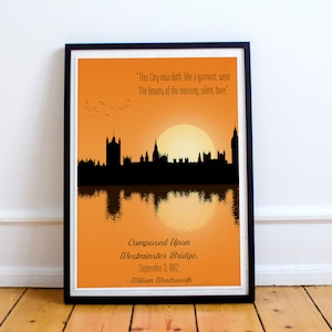 London Art, Composed Upon Westminster Bridge, William Wordsworth Poster ...
