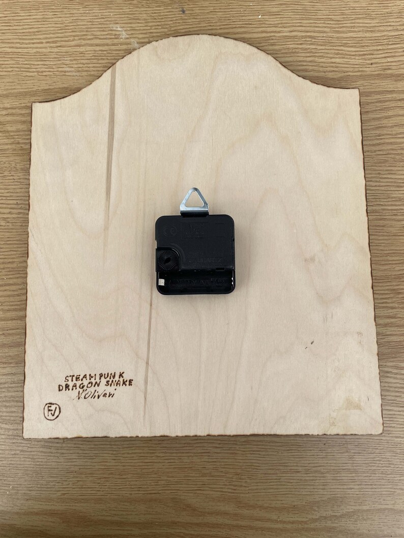 STEAMPUNK DRAGON SNAKE Wall Clock Pyrographed Burned by Hand Wooden ...