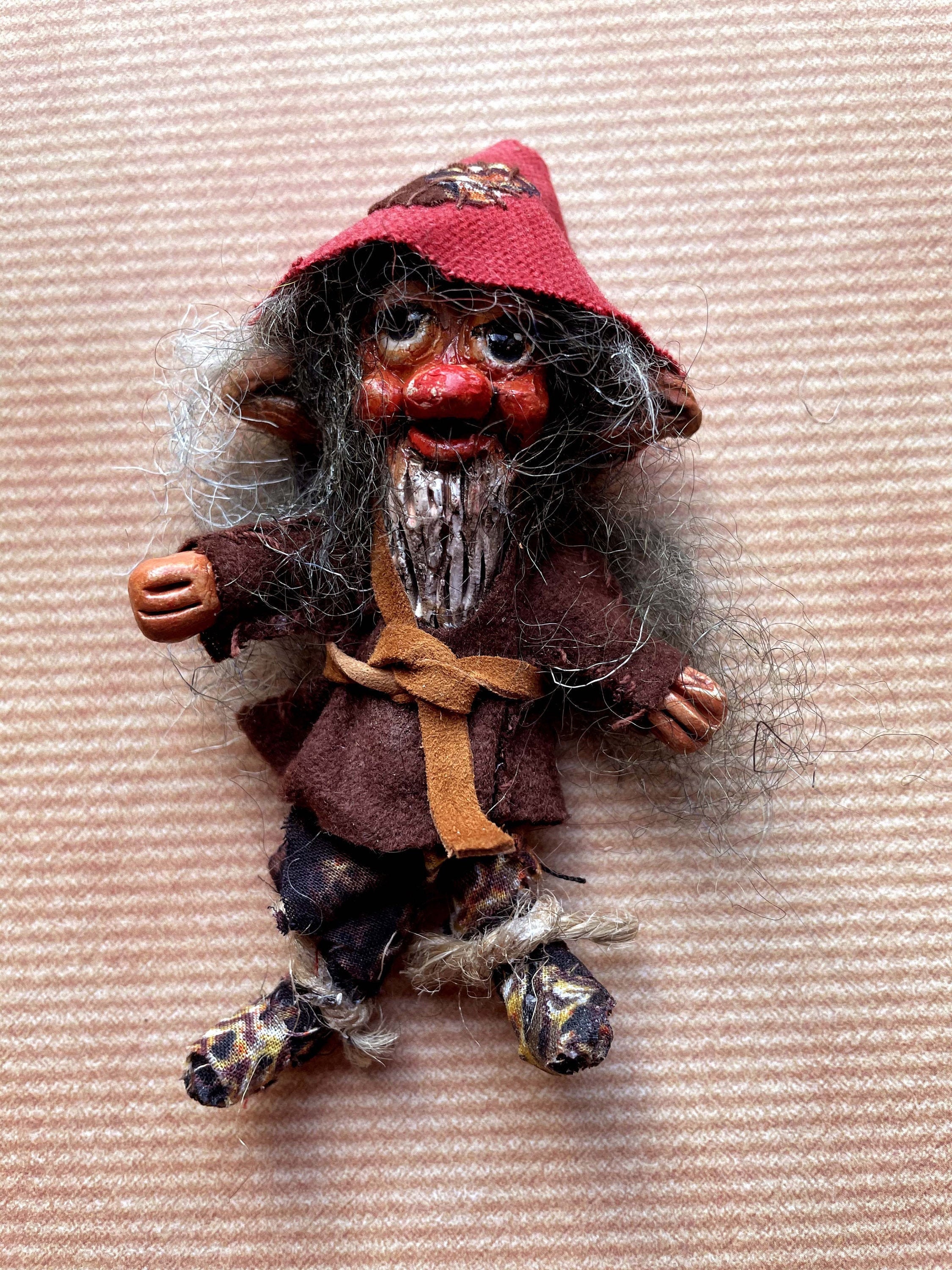 Dwarf thingol Brooch Handmade Gnome Elf OOAK Doll Clay Art Miniature ...