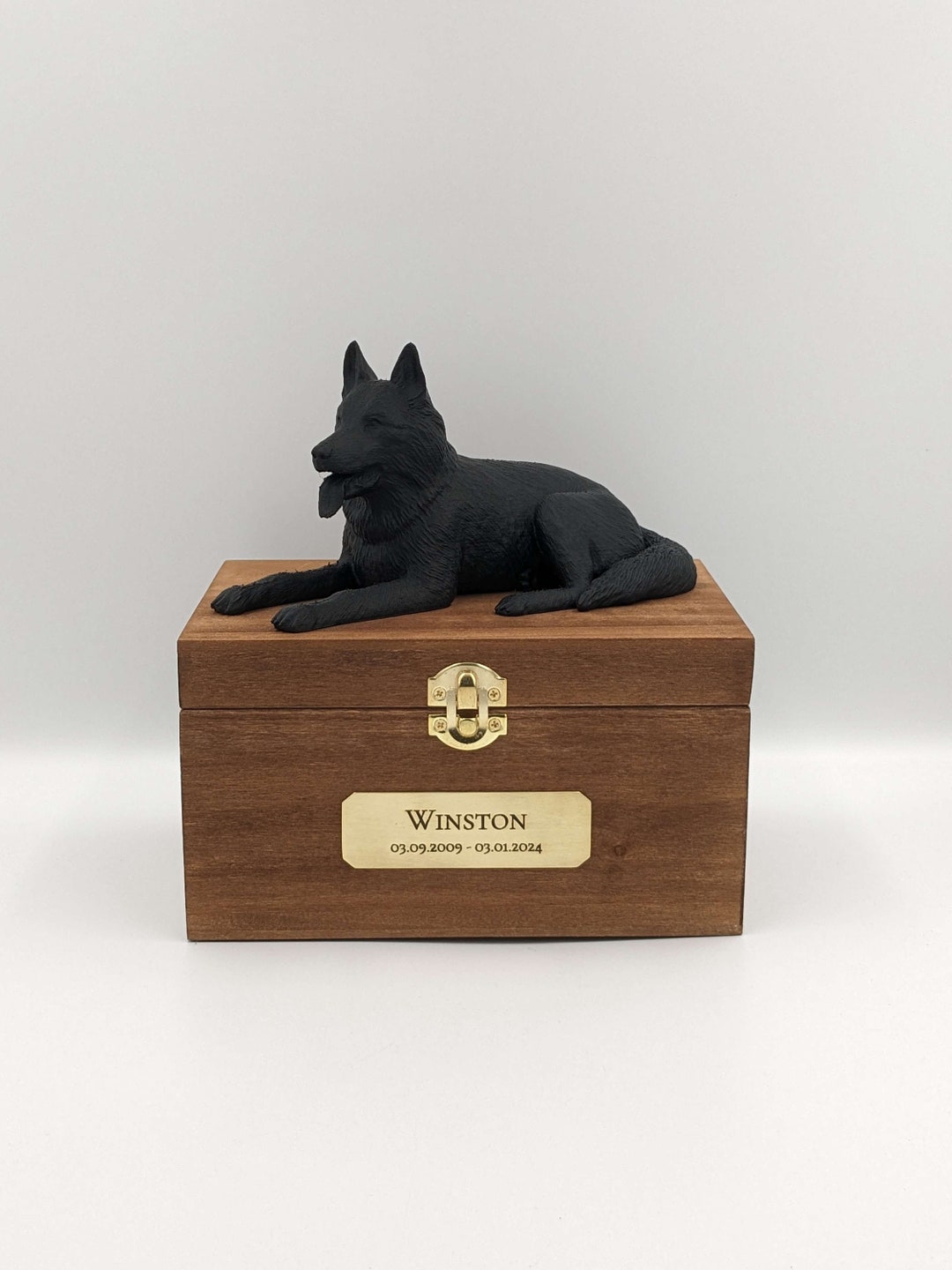 German Shepherd Ashes Urn | Wooden Pet Memorial Box With Custom Name - Etsy