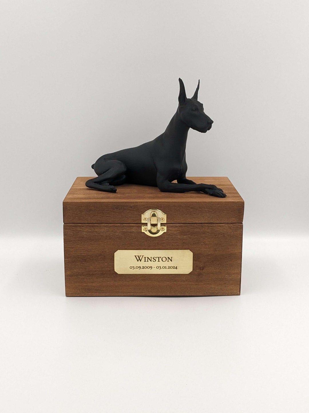 Luxury Doberman Ashes Urn | Pet Memorial | Dog Ashes Box | Custom Name ...