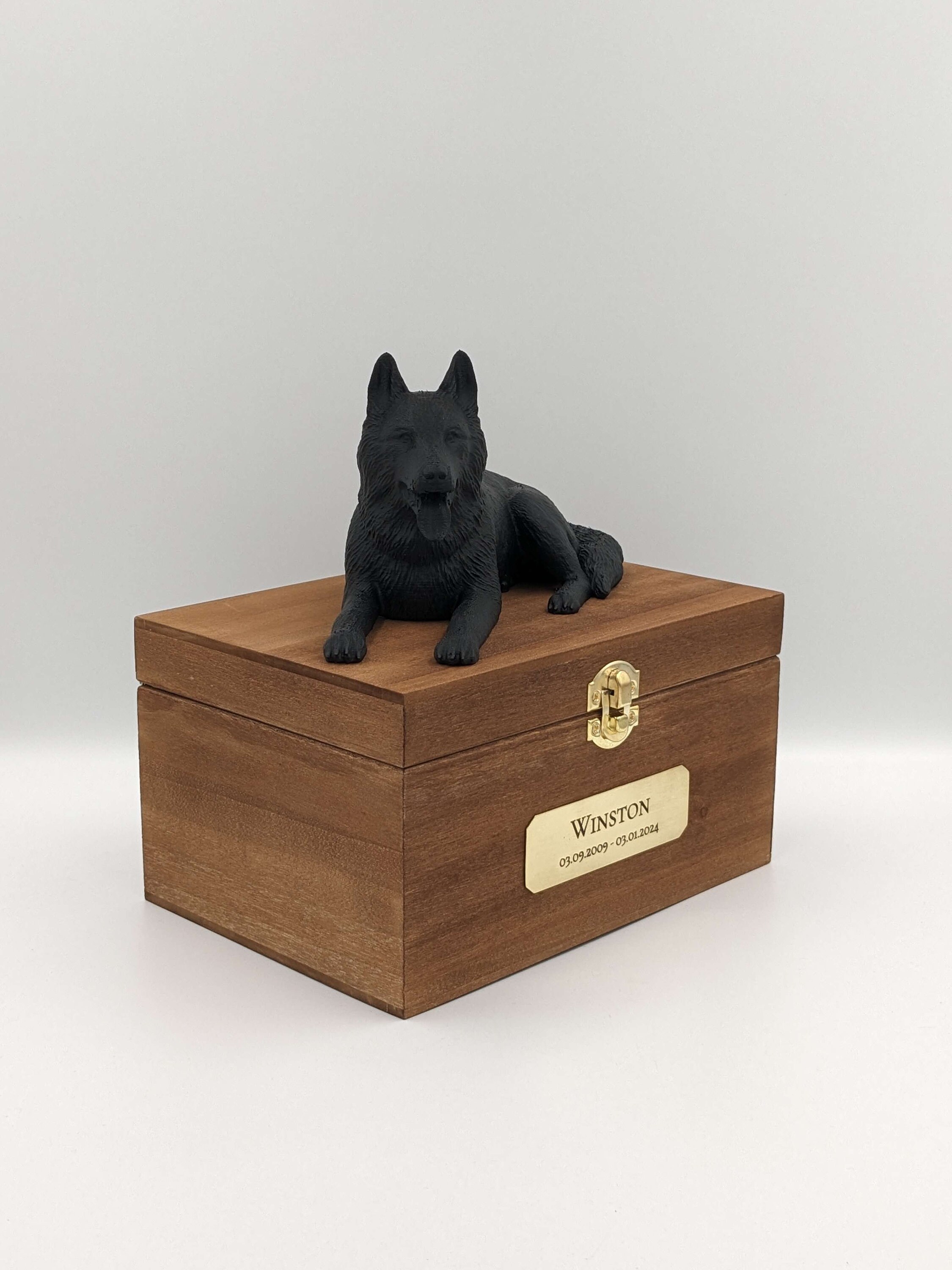 German Shepherd Ashes Urn | Wooden Pet Memorial Box With Custom Name - Etsy