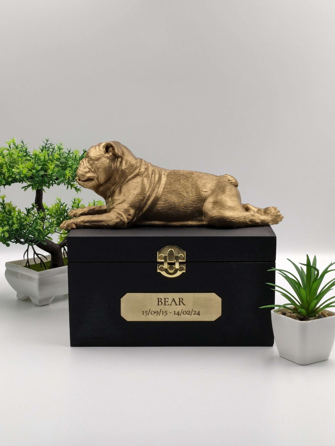 English Bulldog Ashes Urn | Pet Memorial | Dog Ashes Box | Custom Name ...