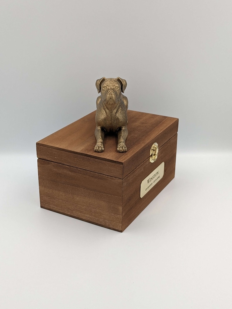 Boxer Dog Ashes Urn | Custom Pet Memorial Box With Name Plate - Etsy