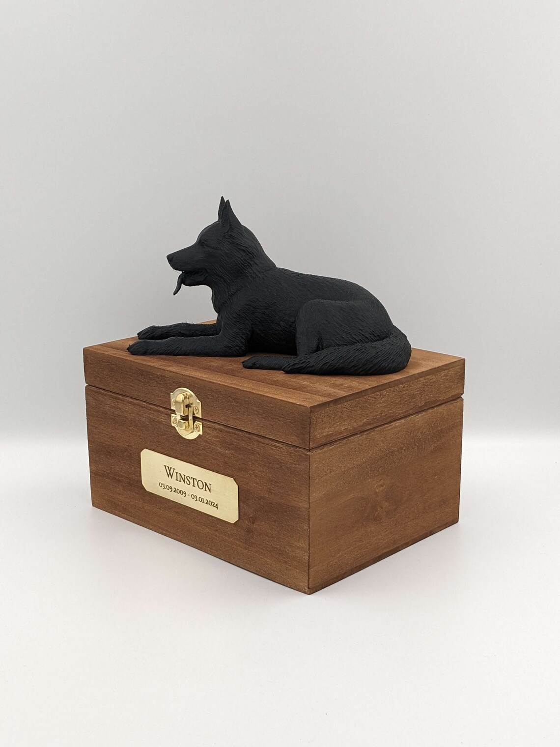 German Shepherd Ashes Urn | Wooden Pet Memorial Box With Custom Name - Etsy