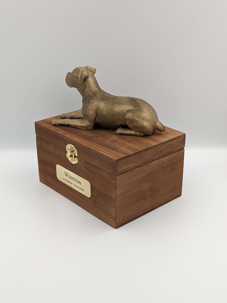 Boxer Dog Ashes Urn | Custom Pet Memorial Box With Name Plate - Etsy