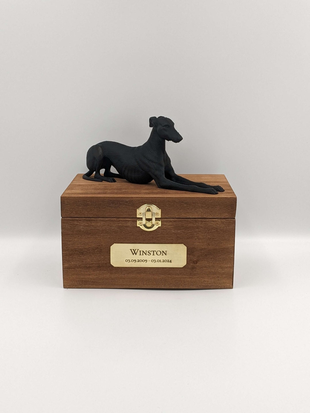 Greyhound Ashes Urn: Luxury Wooden Dog Memorial Box With Custom Name ...