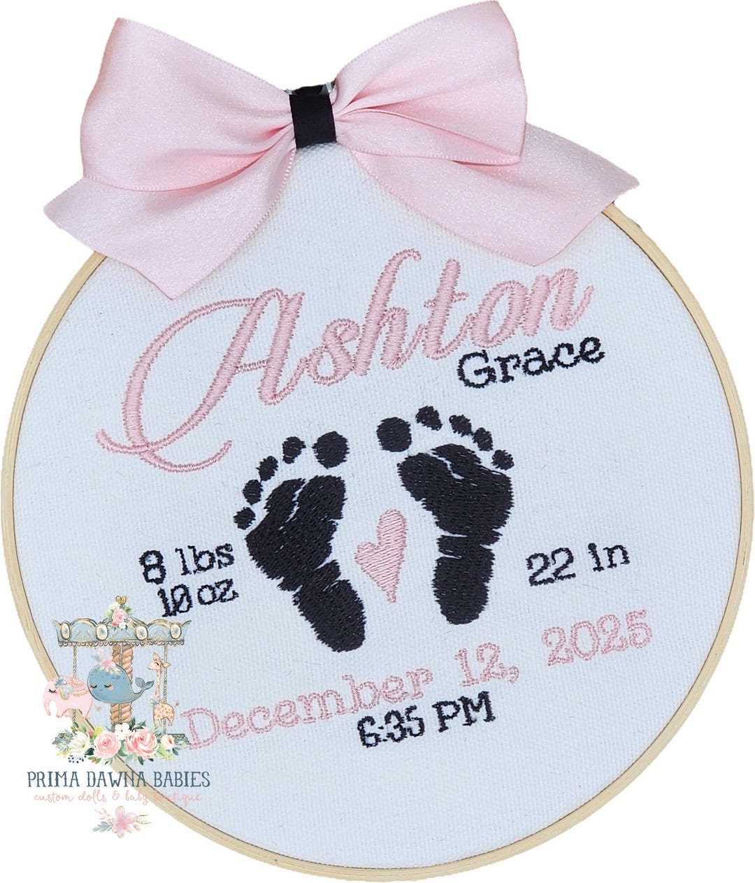 Custom Birth Announcement Sign – Unique Baby Footprint Hoop, Newborn ...