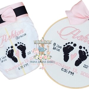 Custom Birth Announcement Sign – Unique Baby Footprint Hoop, Newborn ...