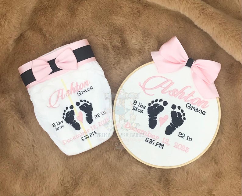 Custom Birth Announcement Sign – Unique Baby Footprint Hoop, Newborn ...