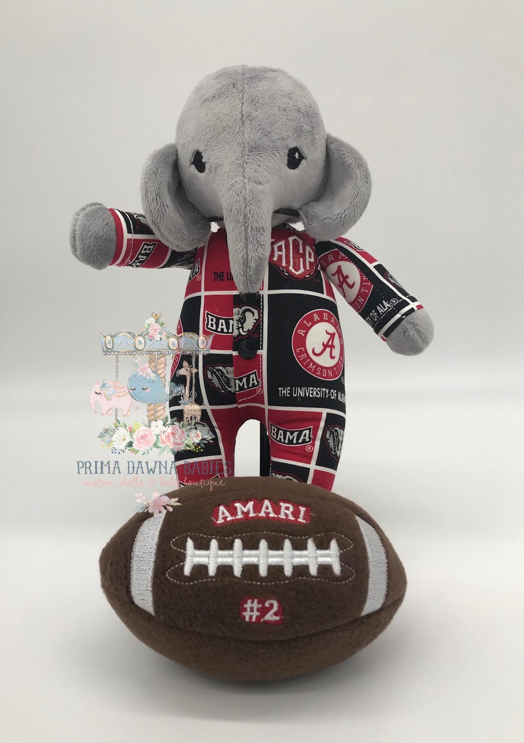 Alabama Inspired Team Spirit Plush Elephant & Football, Nursery or Dorm ...