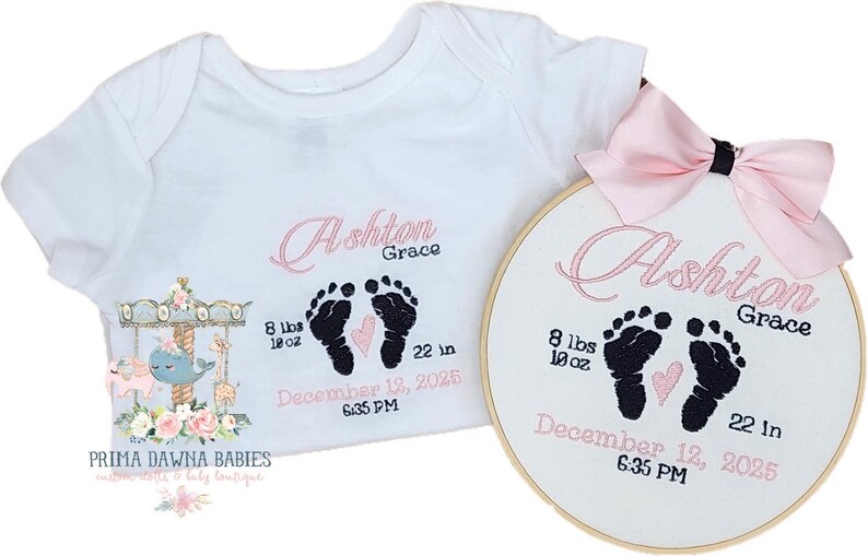 Custom Birth Announcement Sign – Unique Baby Footprint Hoop, Newborn ...