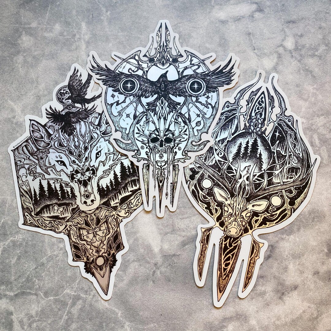 Sticker Pack "sacred Guardians" (matte Satin Holographic) Wolf Raven ...