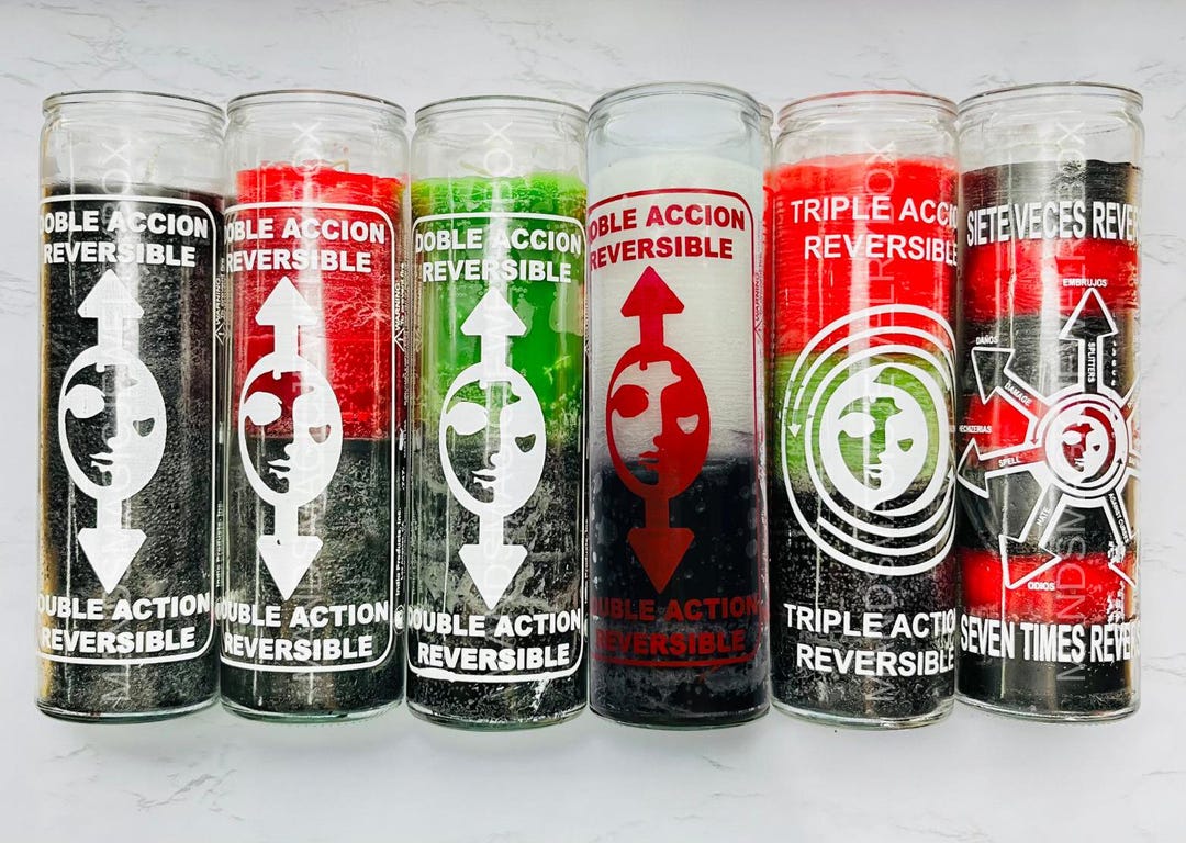 Double—triple—7x Action Reversible Glass Candles | Velas De Vidrio ...